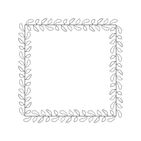 Premium Vector Abstract Black Simple Line Square With Leaf Leaves Frame Flowers Doodle Outline