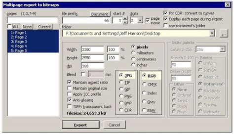 Multipage Export To Bitmaps Psd  Png E Cdr Individual No Coreldraw