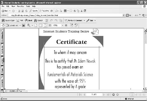 The Certificate Generated Using The PDF Template Download Scientific Diagram