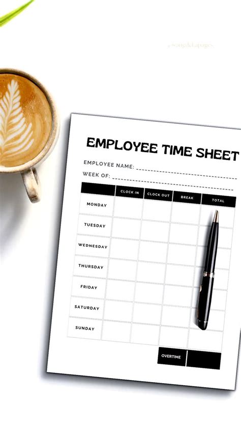 Employee Time Sheets Printable Time Sheet Printable Template Printable Timesheet Template