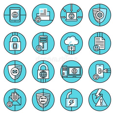 Cyber Security Line Icons Blue Stock Illustrations 386 Cyber Security Line Icons Blue Stock