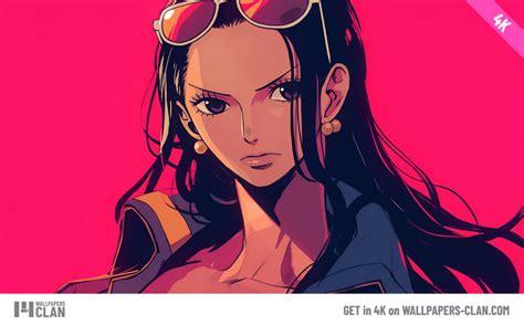 One Piece Nico Robin Cool Pink Background Wallpaper 4k