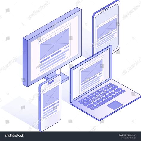 Cross Platform Responsive Design Vector Isometric Stock Vector Royalty