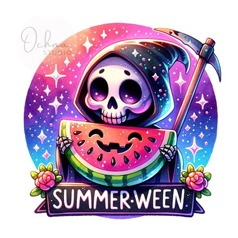 Spooky Summerween Clipart Cute Summer Halloween Summerween Skeleton