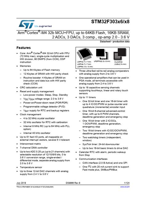 STM32F303K8 STM32F303K6 Arm Cortex M4 32b MCU FPU STMicroelectronics
