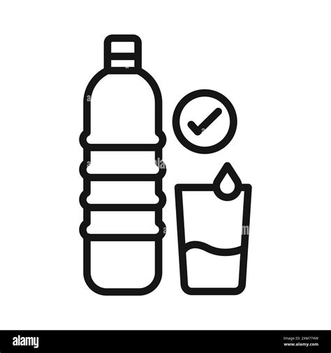 Drinking Enough Water Icon Black Line Art Vector In Black And White Outline Set Collection Sign