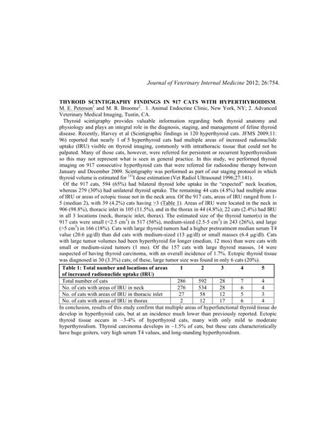 Pdf Thyroid Scintigraphy Findings In 917 Cats With Hyperthyroidism