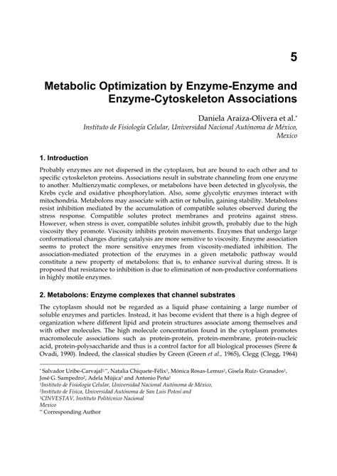 Pdf Metabolic Optimization By Enzyme Enzyme And Enzyme Cytoskeleton
