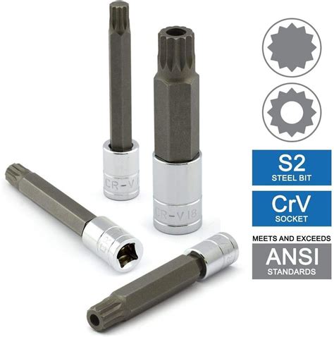 24pc Long Spline And Short Spline Bit Socket Set Steel Xzn Triple Square