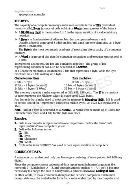 data representation class notes with exercises 3252