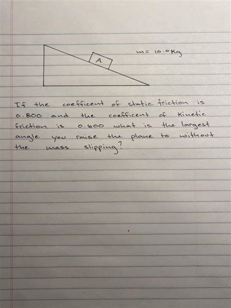 Solved M 10 0kg A If The Coefficent Of Static Friction Is