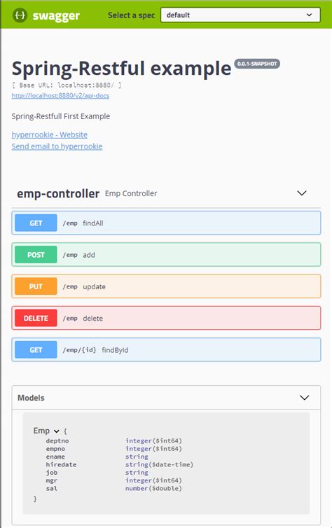 spring boot restful swagger2 sample