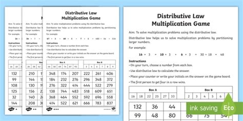 Lks2 Distributive Law Multiplication Differentiated Game