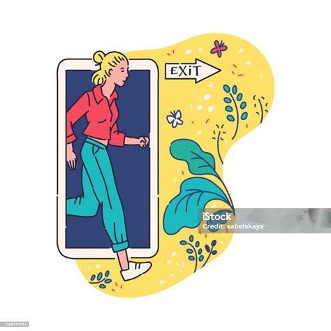 여자와 디지털 해독은 전화 스케치 벡터 일러스트고립에서 단계 여자에 대한 스톡 벡터 아트 및 기타 이미지 여자