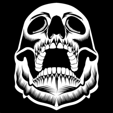 인간의 두개골 그림 프리미엄 벡터