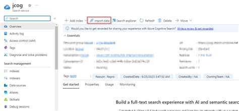 database create cognitive search index for databricks data stack