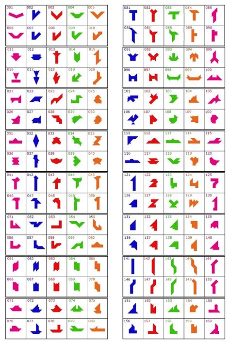 T Puzzle 4 Tangram 160 Shapes Of T Puzzle 4 Piece Tangram