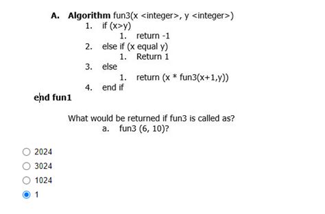 Solved A Algorithm Fun3 X Y 1 If