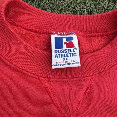 Vintage Russell Athletic Sweatshirt Mens Xl Red Blank Crewneck Faded