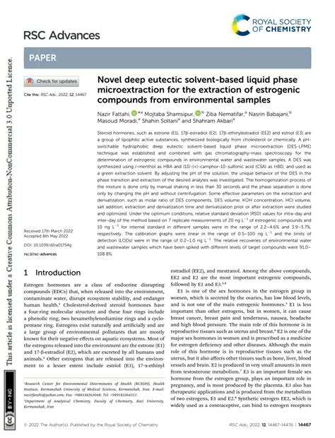 Pdf Novel Deep Eutectic Solvent Based Liquid Phase Microextraction For The Extraction Of