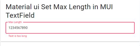 Material UI Set Max Length In Text Field MUI React Js Input Field