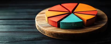 Colorful Pie Charts Arranged On Wooden Board Represent Data Analysis Market Research Report