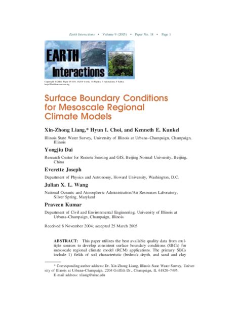 Pdf Surface Boundary Conditions For Mesoscale Regional Climate Models