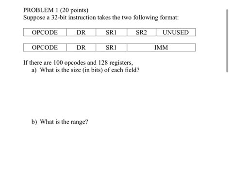 solved problem 1 20 points suppose a 32 bit instruction