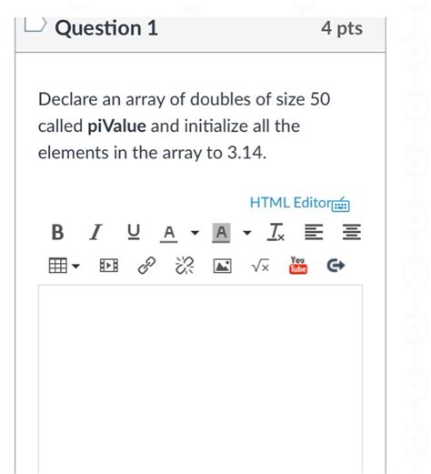 solved d question 1 4 pts declare an array of doubles of