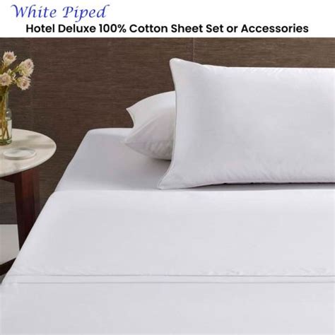 White Piped Hotel Deluxe Cotton Sheet Set By Accessorize