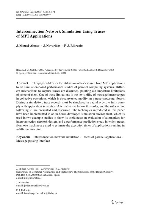 Pdf Interconnection Network Simulation Using Traces Of Mpi Applications