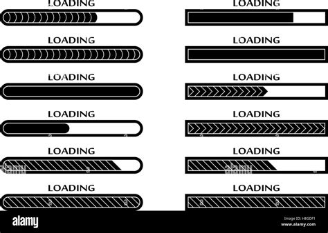 Set Of Loading Uploading Downloading Status Bar Icons Stock Vector