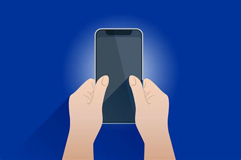 추상적인 휴대 전화 프레임 두 손에 빈 화면 휴대 전화 보기 인포그래픽 또는 프레젠테이션 디자인 인터페이스용 템플릿 개념에 대한 스톡 벡터 아트 및 기타 이미지 Istock