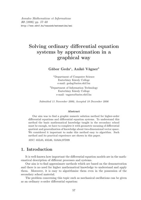 SOLUTION Ode Approx By Graphical Methods Studypool