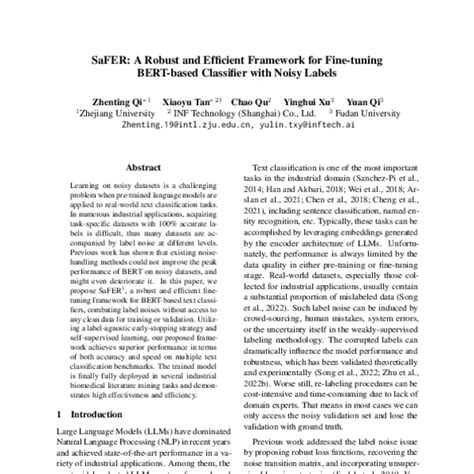 Safer A Robust And Efficient Framework For Fine Tuning Bert Based