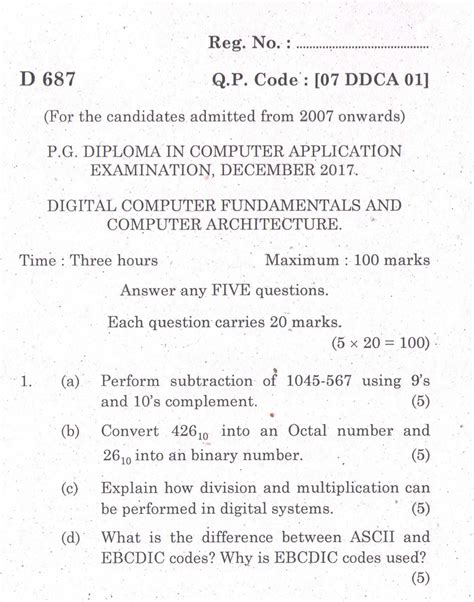 Bharathiar University P G DIPLOMA IN COMPUTER APPLICATION DIGITAL COMPUTER FUNDAMENTALS AND