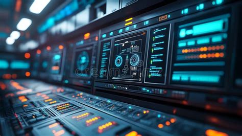 Futuristic Technology Control Panel Interface Digital Screens Scifi Data Blue Dark Glow Neon
