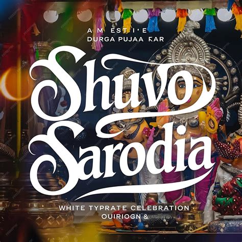 Shuvo Sarodiya With Durga Background Premium Ai Generated Image
