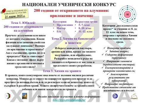 НАЦИОНАЛЕН УЧЕНИЧЕСКИ КОНКУРС „ПРАЗНИК НА ХИМИЯТА“ УЧЕБНА 2024 2025