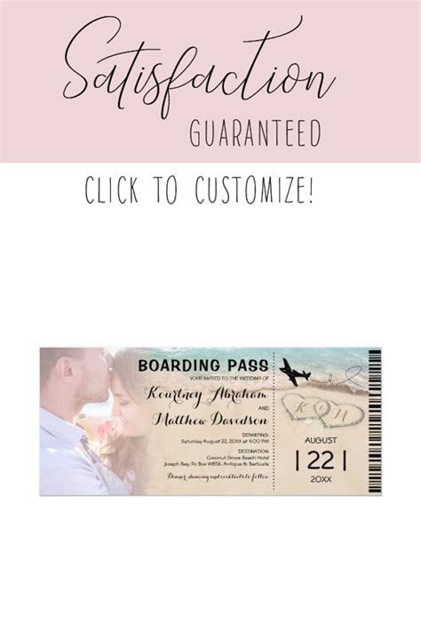 Boarding Pass Beach Photo Wedding Invitation Zazzle Wedding