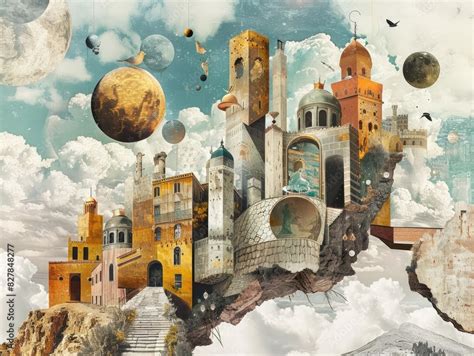 An Imaginative Collage Art Piece Using Elements Of Surrealism Such As