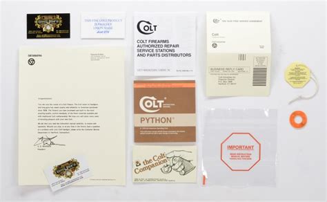 Colt Python Paperwork Package For 1978 1980 Custom Shop