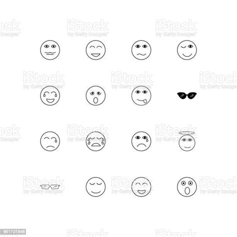 이모티콘 간단한 선형 아이콘 설정합니다 개요 벡터 아이콘 디자인에 대한 스톡 벡터 아트 및 기타 이미지 디자인 무서움