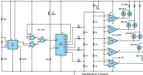 LED Lights Circuits With LM339 IC555 Schematic Rise