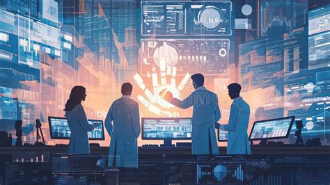 Researchers In A Laboratory Analyzing Innovative Technology And Robotic Systems Together Stock