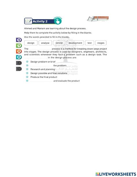 Design Cycle Worksheet Live Worksheets