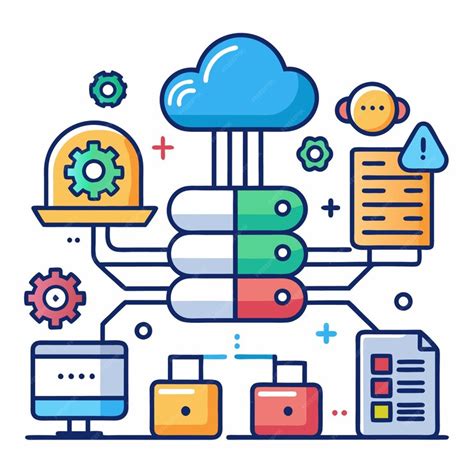 Premium Vector Cloudbased Data Center System With Multiple Servers