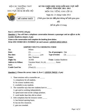 Mn Thi Ting Anh Lp Doc Template Pdffiller