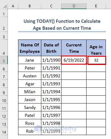 How To Calculate Age Between Two Dates In Excel Methods