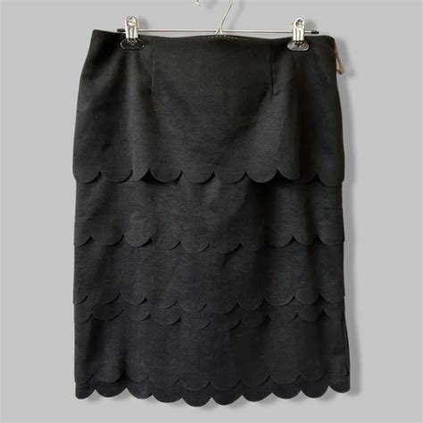 Anthropologie Skirts Anthropologie Maeve Black Scallop Tiered Layer